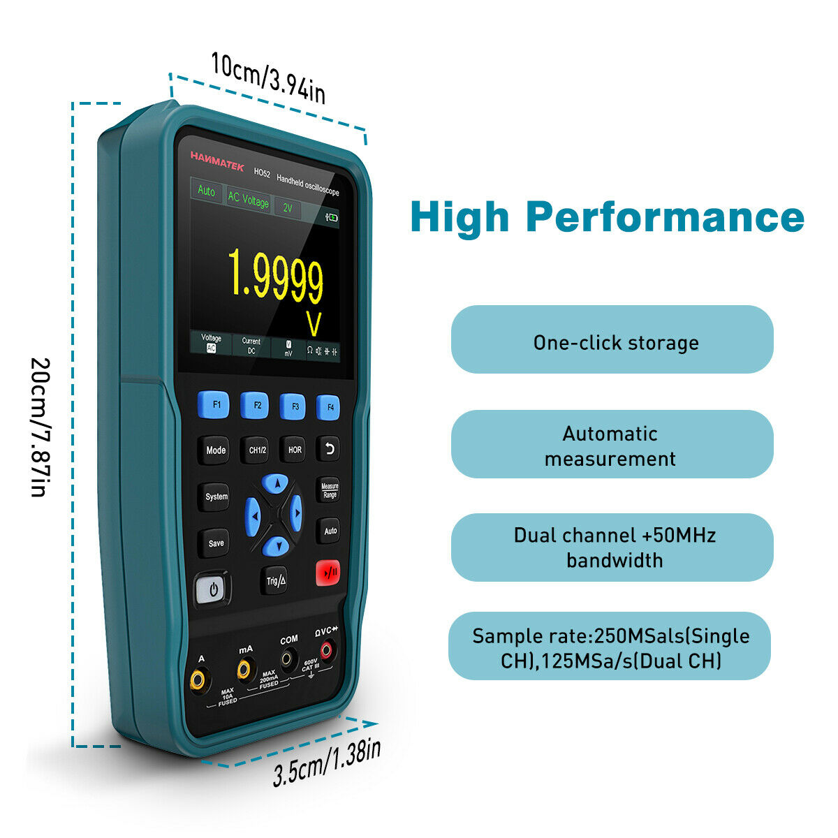 HANMATEK 2 Channel 2 IN 1 Digital Handheld Oscilloscope Multimeter Tes ...